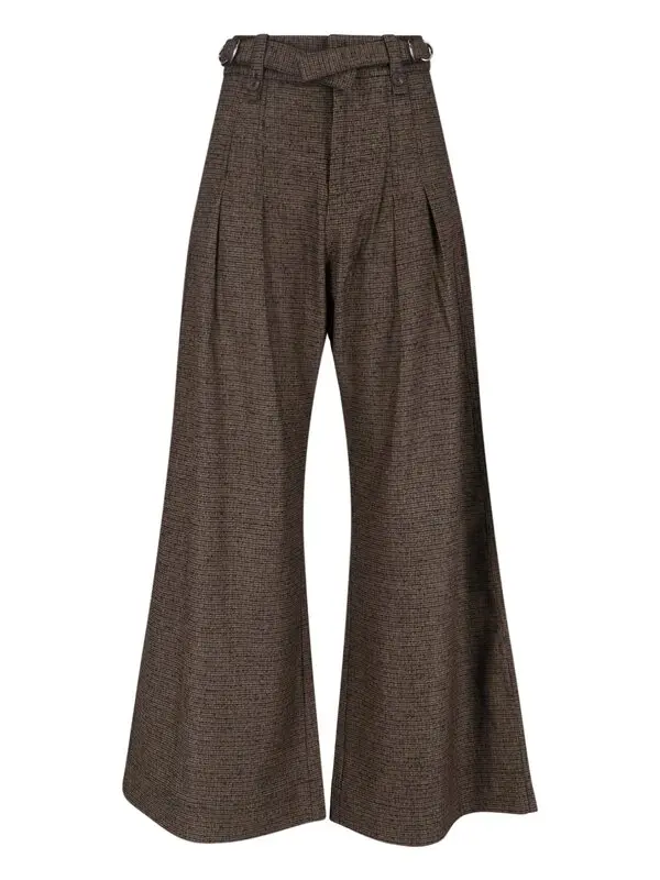 EUDON CHOI High-waisted Wide-leg Pleated Trousers