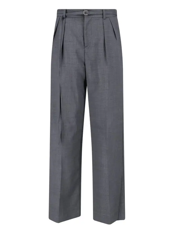 EUDON CHOI High-waisted Pleated Wide-leg Trousers With Belt