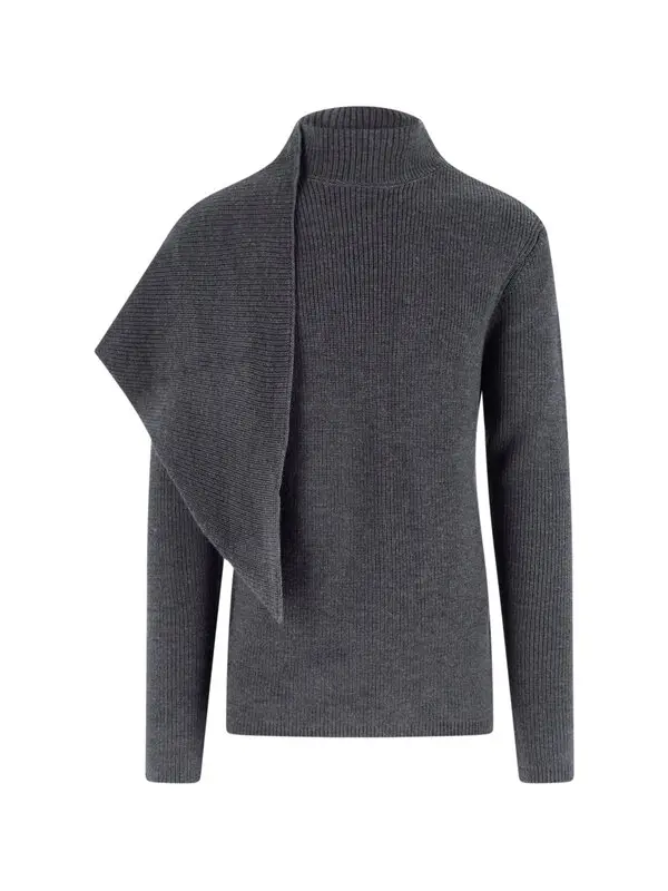 ENTIRE STUDIOS Asymmetrical Drape Turtleneck Sweater - Grey