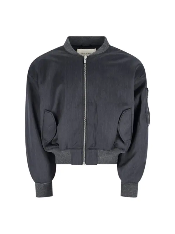 ENTIRE STUDIOS Zip-up Bomber Jacket In Wool Blend - Grey