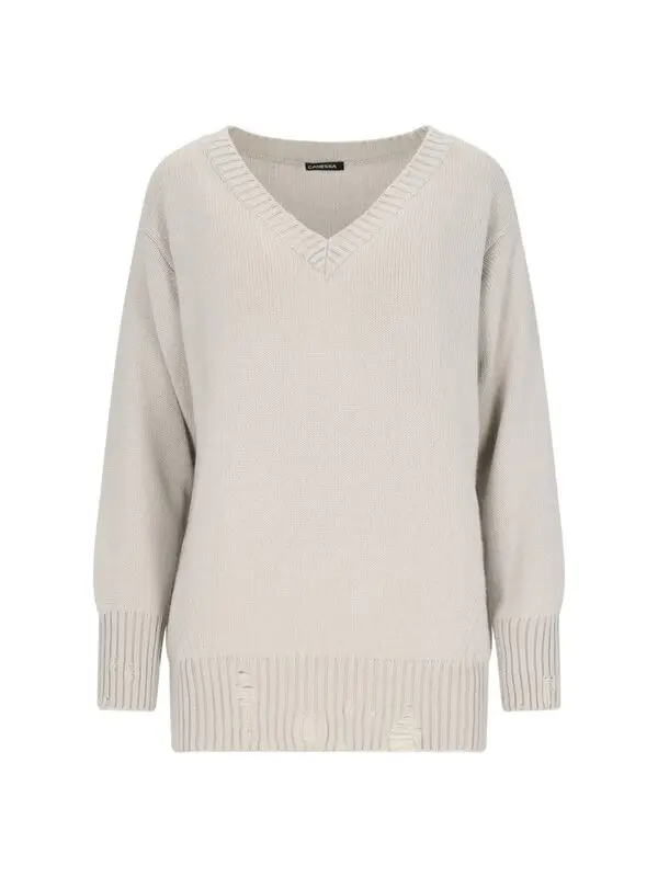 CANESSA 100% Cashmere Crewneck Sweater - Grey