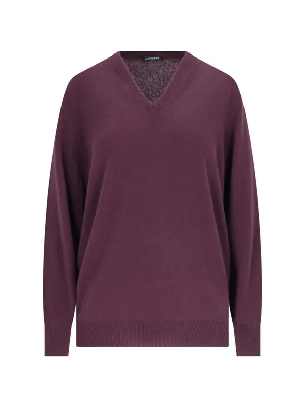 CANESSA 100% Cashmere Crewneck Sweater - Violet