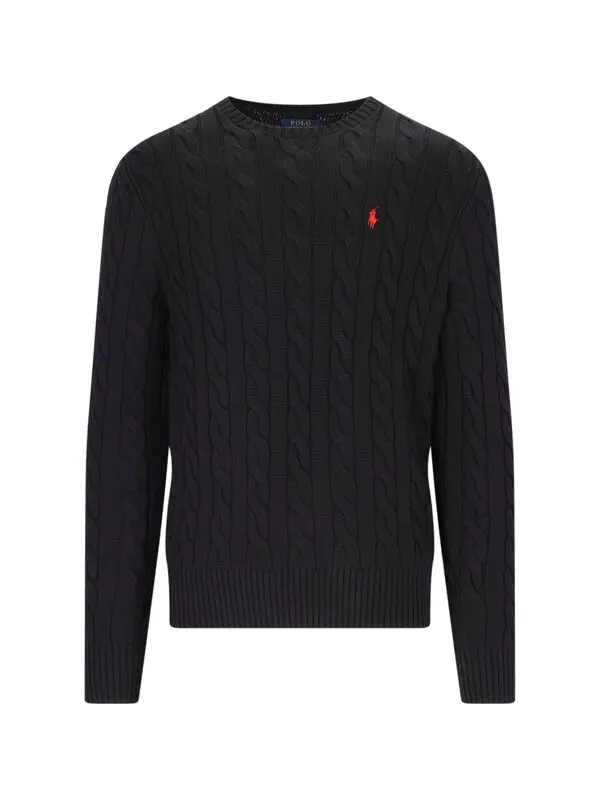 Polo Ralph Lauren Cable Knit Wool-cashmere Crewneck Sweater - Black