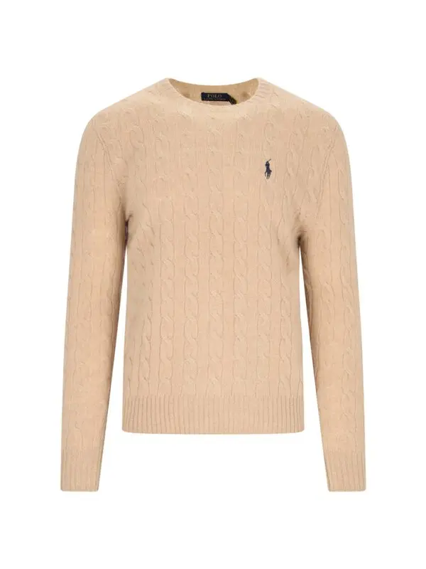 Polo Ralph Lauren Cable-knit Cotton Crewneck Sweater - Brown