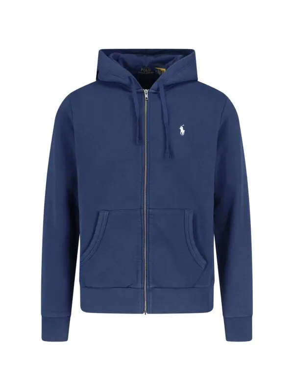 Polo Ralph Lauren Zip-up Hooded Sweater In 100% Cotton - Blue