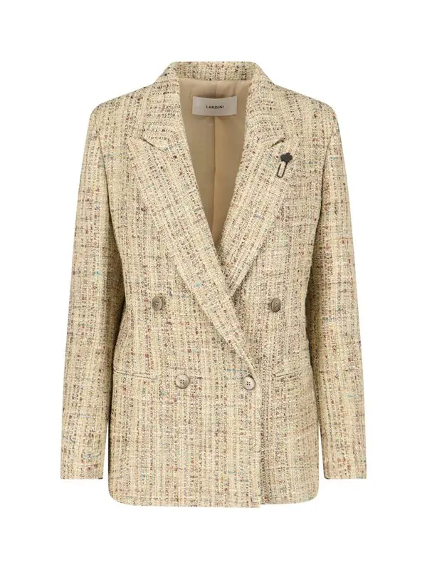 LARDINI Double-breasted Textured Tweed Blazer