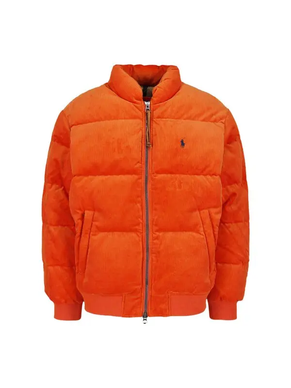Polo Ralph Lauren Corduroy Zip-up Jacket With Classic Collar - Orange