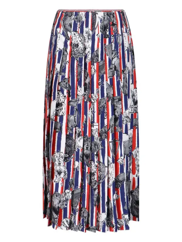 Thom Browne Printed Pleated Midi Skirt
