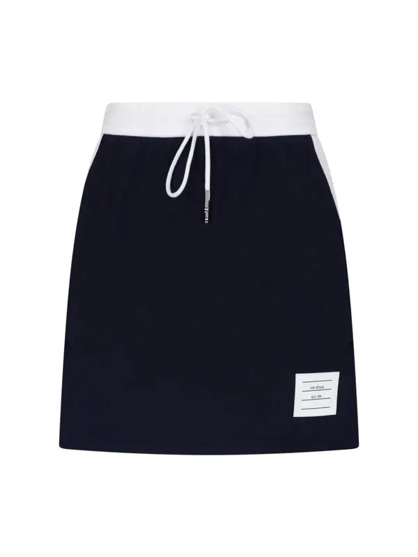 Thom Browne 100% Cotton Drawstring Skirt - Blue