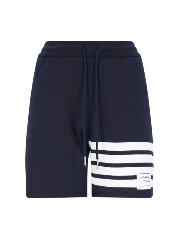 Thom Browne Cotton Joggers With Signature Stripes - Blue