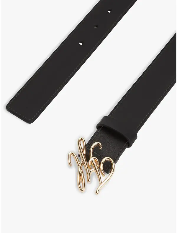 Tommy Hilfiger Script Monogram Buckle Leather Belt