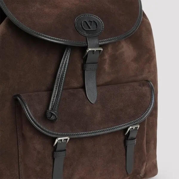 Valentino Garavani Suede And Leather Trimmed Backpack With Vlogo Signature - Brown