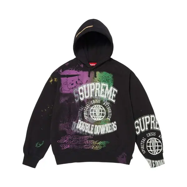 Supreme Overprint Hooded Sweatshirt - Black