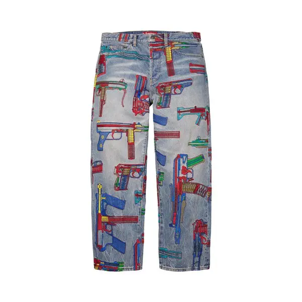 Supreme Guns Embroidered Loose Fit Jean 'washed Indigo