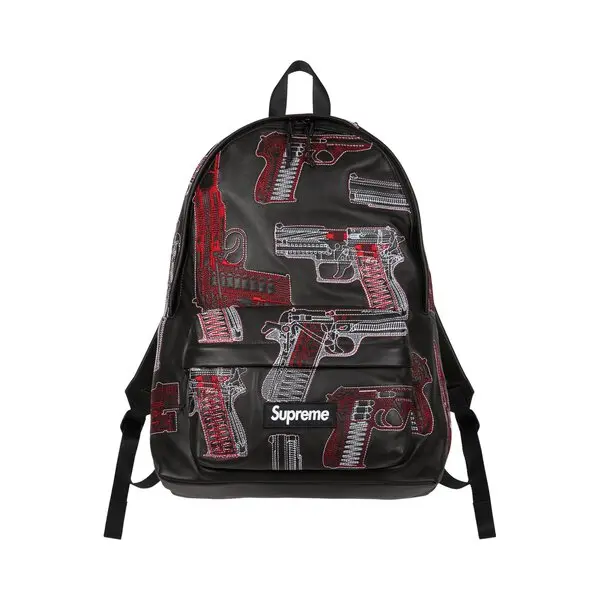 Supreme Guns Embroidered Leather Backpack