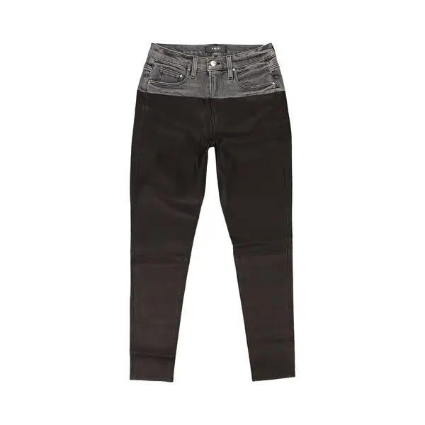 Amiri Contrast Leather Skinny Jeans /aged - Black