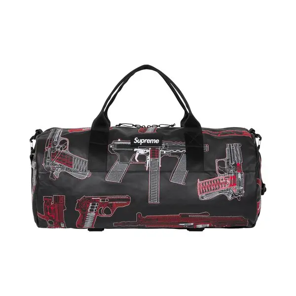 Supreme Guns Embroidered Leather Duffle Bag