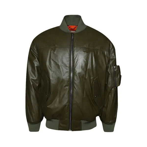 Gucci Leather Bomber Jacket 'military