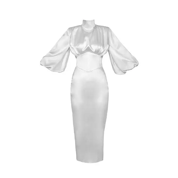 VESTIAIRE D'UN OISEAU LIBRE Midi Corset Silk Dress