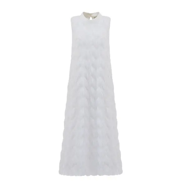 JULIA ALLERT A-line Fringe Maxi Dress - White