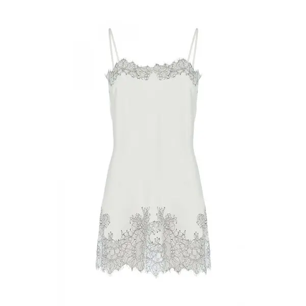AVENUE 8 Lace Detailed Straight Neck Mini Dress