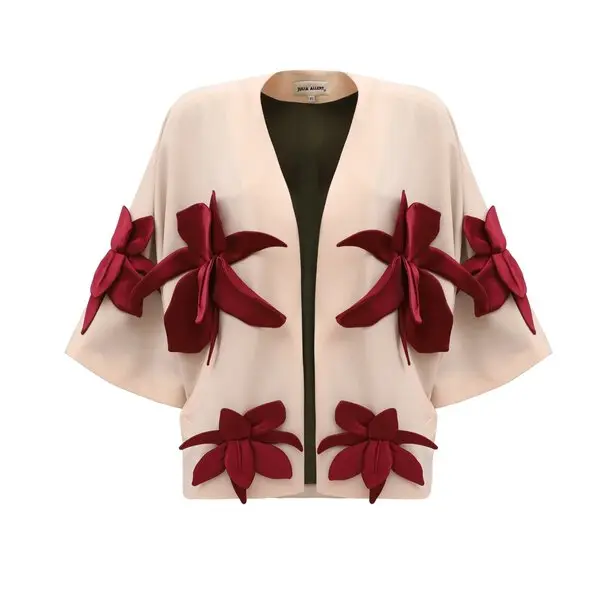 JULIA ALLERT Neutrals Silk-lined Wrap Jacket With Dropped Sleeves Peach Nude - Brown/orange