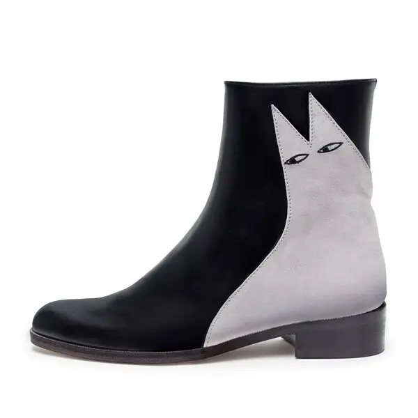 JOCIE JURITZ COLLECTION Black / Grey Etta Low Cat Boots