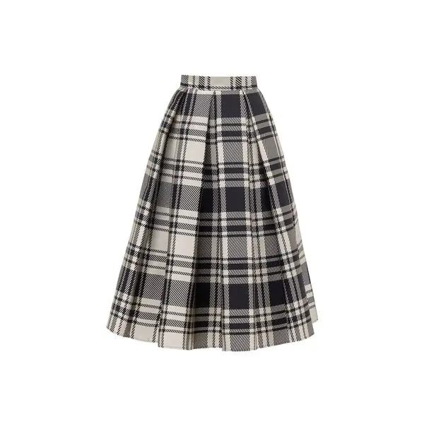 GEORGETTE Noir Grid Midi Skirt