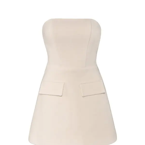 VESTIAIRE D'UN OISEAU LIBRE Wool Off Shoulder Dress - White
