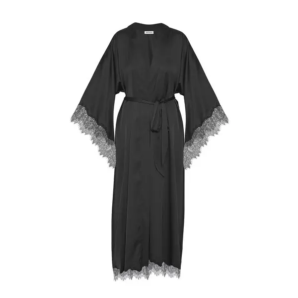 AVENUE 8 Lace Detailed Maxi Robe - Black