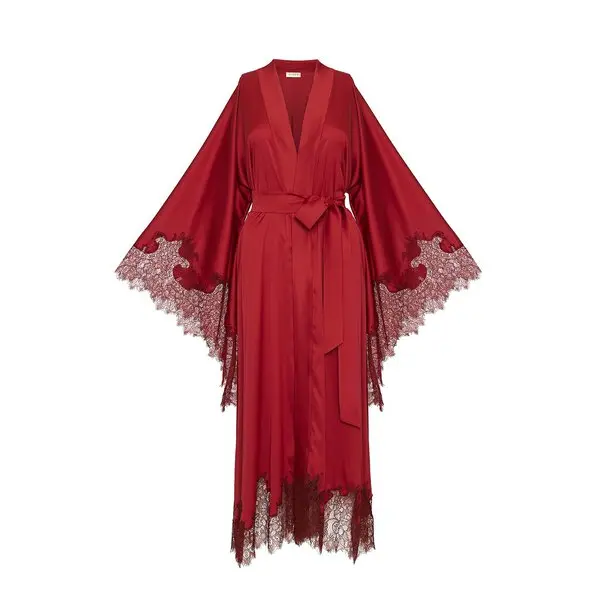 AVENUE 8 Lace Detailed Maxi Robe - Red