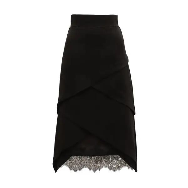 JULIA ALLERT Sophisticated High-waisted Skirt With Lace Hem