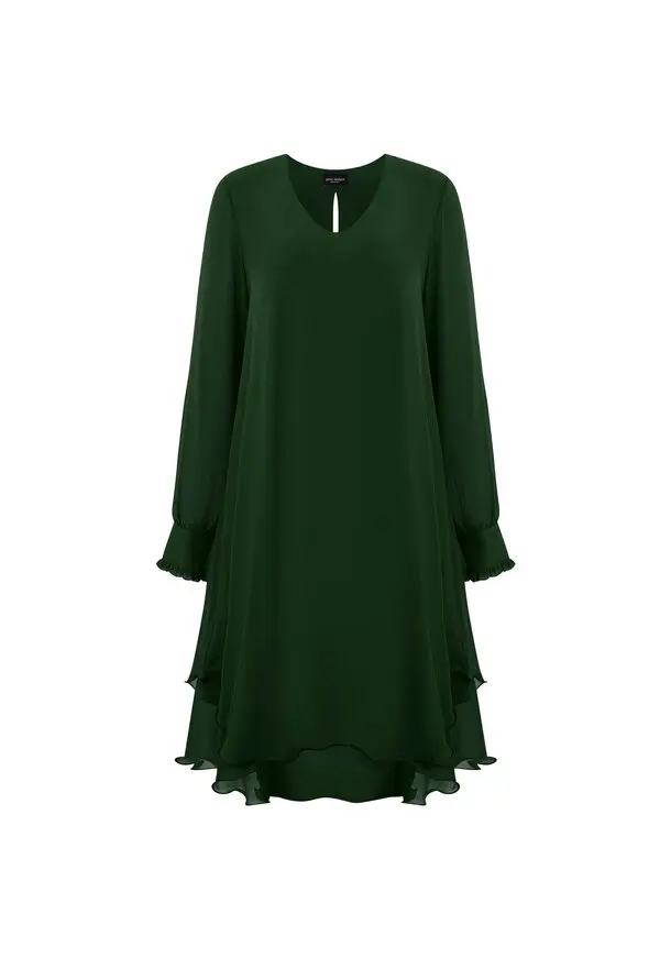 JAMES LAKELAND Long Sleeve Wave Hem Dress - Green