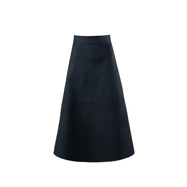 VESTIAIRE D'UN OISEAU LIBRE Leather Midi Skirt - Black