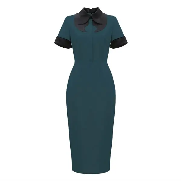 JULIA ALLERT Fitted Midi Short Sleeve Dress - Green