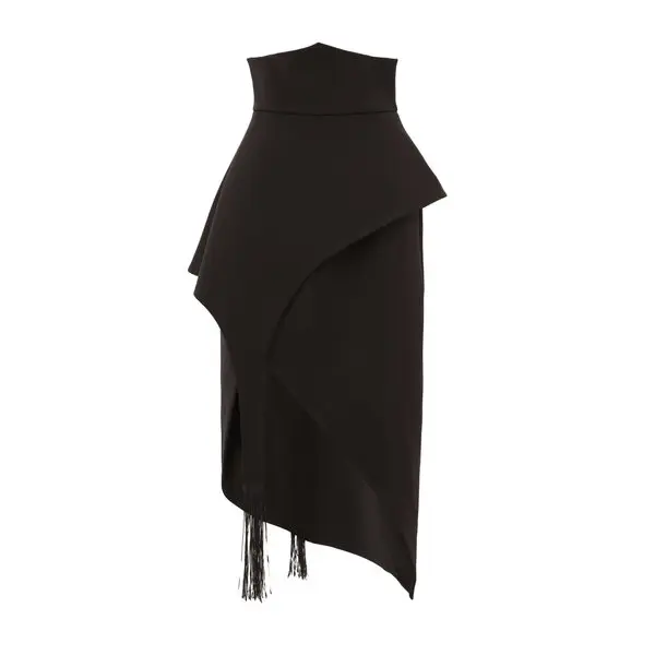 JULIA ALLERT Unique Asymmetric Draped Skirt With Fringe