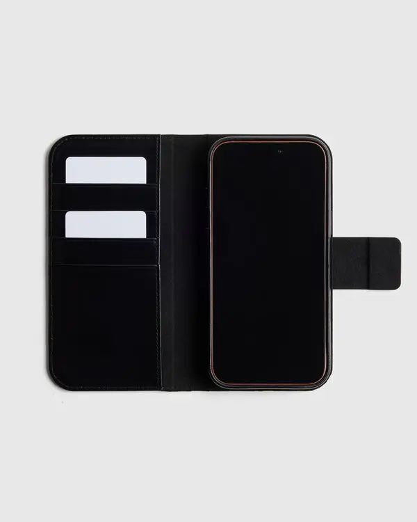 Quince Italian Leather Phone 2-in-1 Folio Case - Black