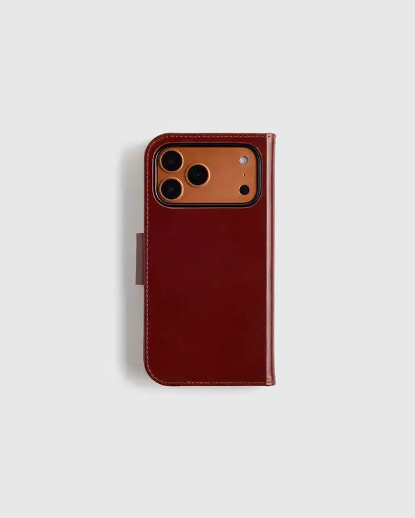 Quince Italian Leather Phone 2-in-1 Folio Case - Saddle