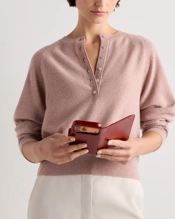 Quince Italian Leather Phone 2-in-1 Folio Case - Saddle
