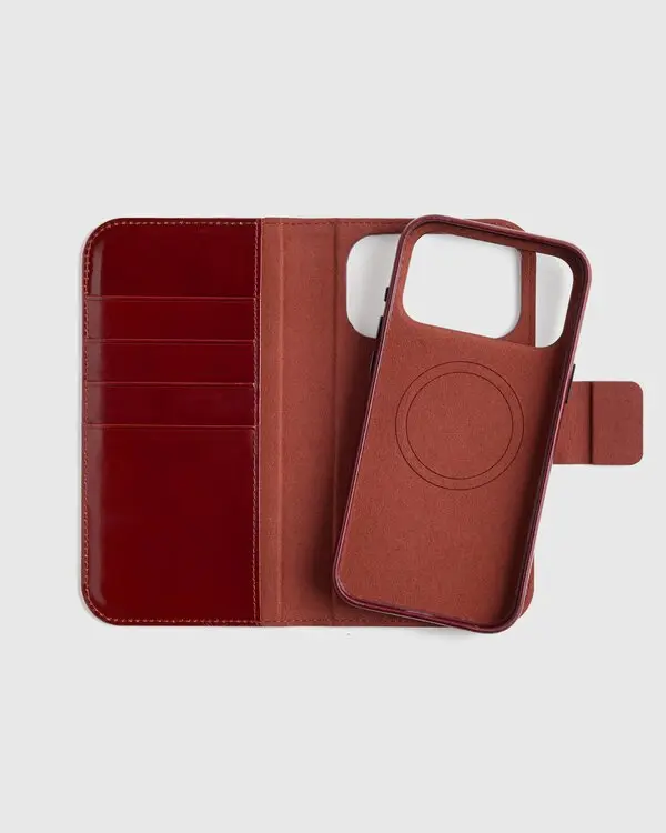 Quince Italian Leather Phone 2-in-1 Folio Case - Saddle
