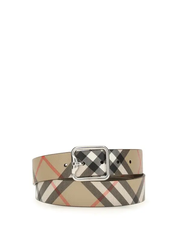 Burberry Reversible B Buckle Check Belt - Cream