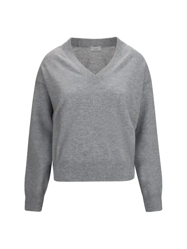 Brunello Cucinelli Cashmere V-neck Sweater - Gray