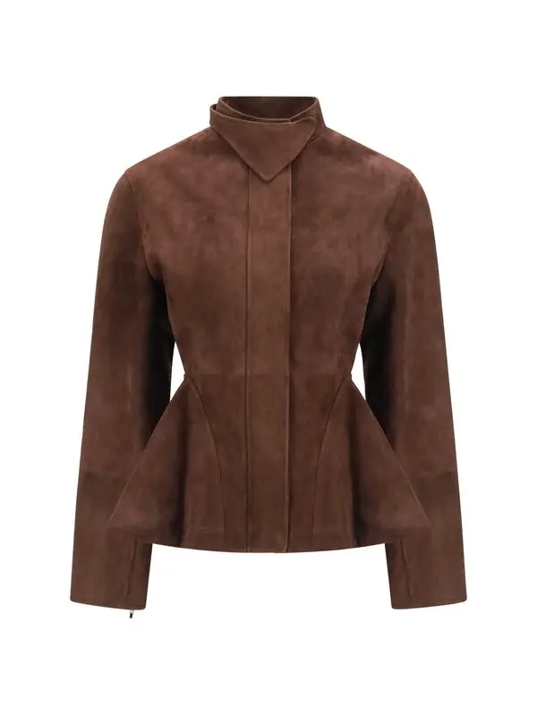 Alaïa Suede Goatskin Peplum Jacket - Brown