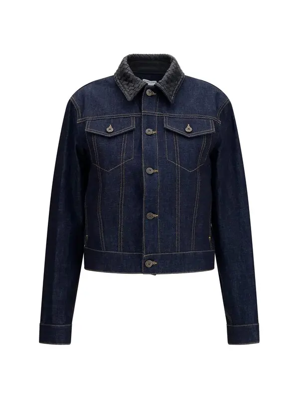 Bottega Veneta Denim Jacket With Classic Collar - Blue