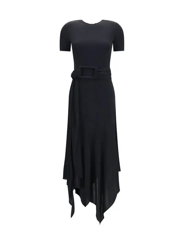 Alaïa Belted Jersey Midi Dress - Black