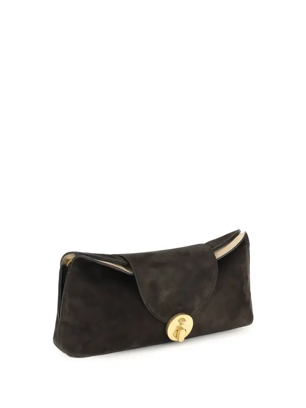 Versace Vivian Suede Pouch With Turn-lock Closure - Brown