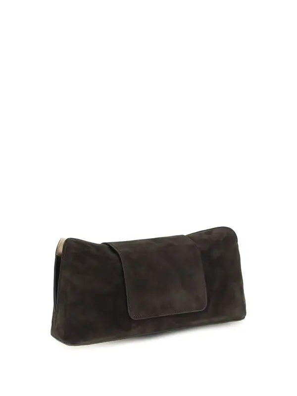 Versace Vivian Suede Pouch With Turn-lock Closure - Brown