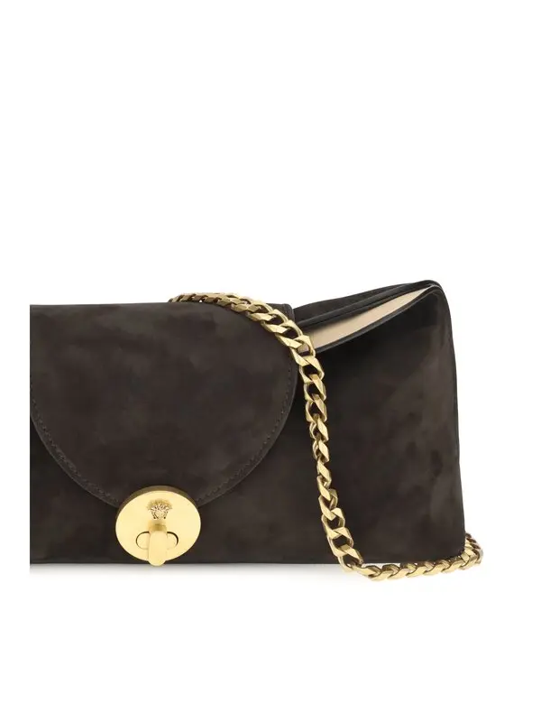 Versace Vivian Suede Pouch With Turn-lock Closure - Brown