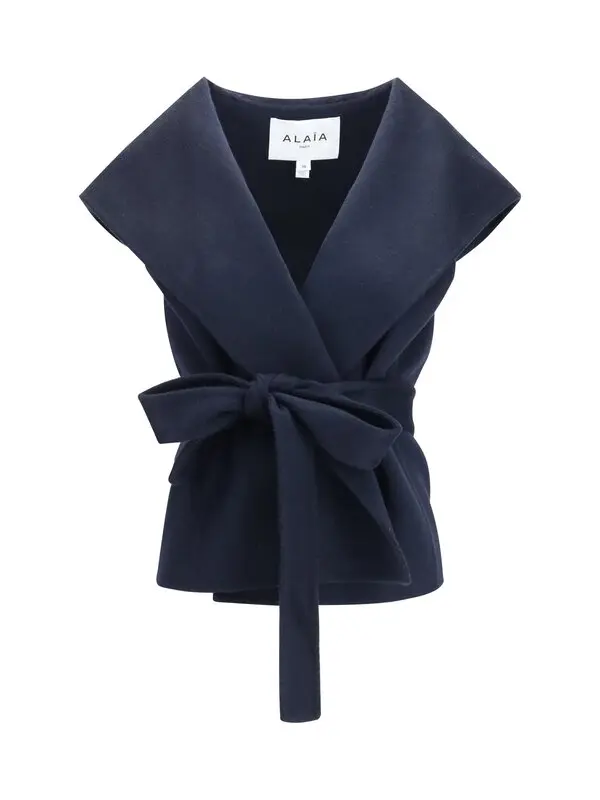 Alaïa Hooded Cashmere Jacket - Blue