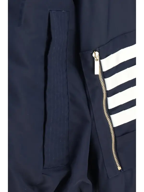 Thom Browne Technical Twill Jacket With Drawstring Hood And Signature Stripes